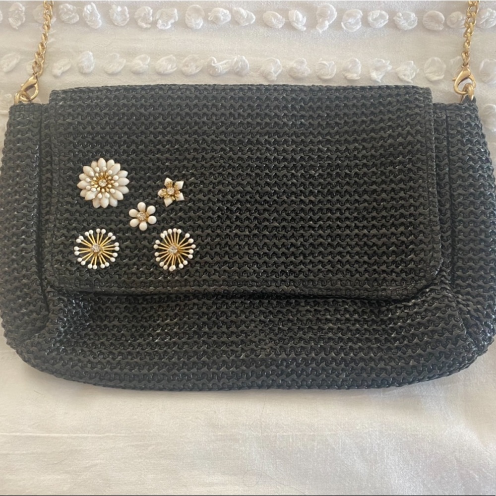 Black Rattan Crossbody - Gem